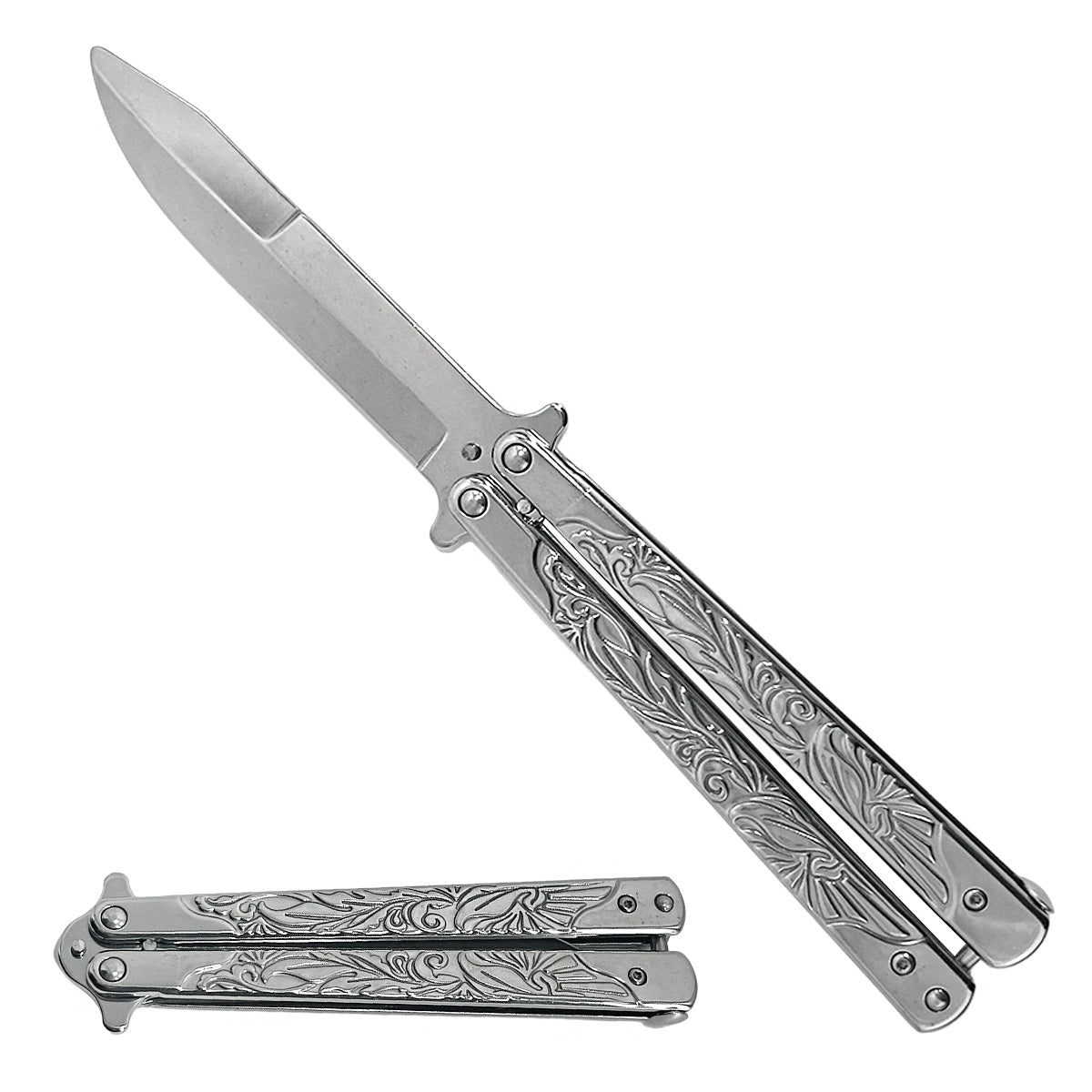 "Vines" Chrome Butterfly Knife – CS Tactical Edge