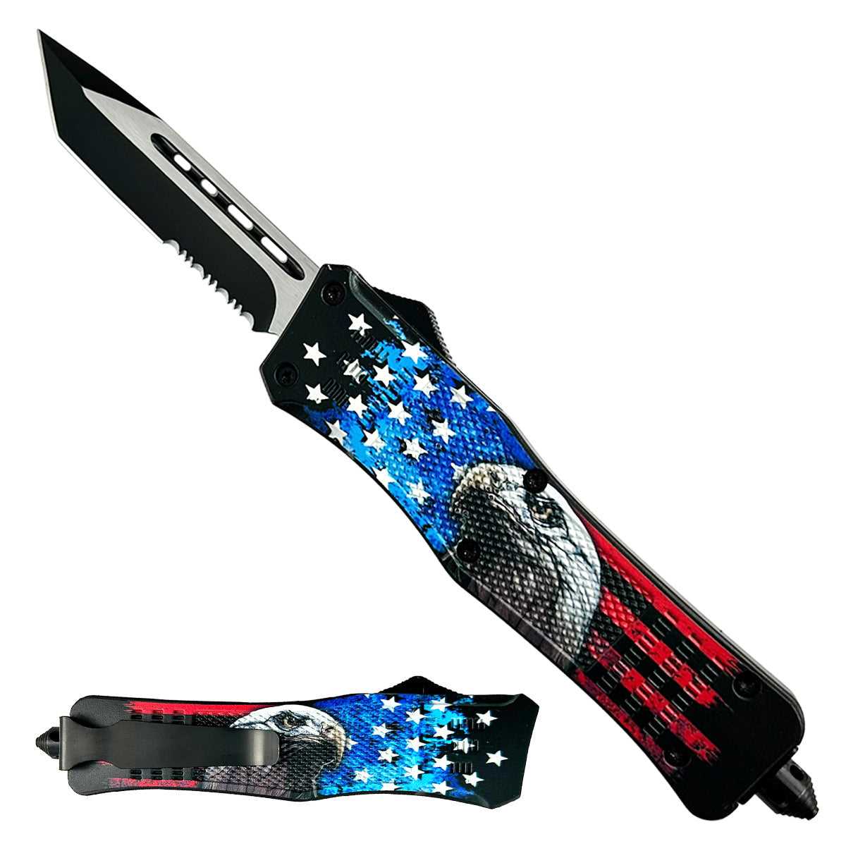 OTF Knife - "Primary" USA Flag OTF Knife | Automatic OTF Knife – CS ...