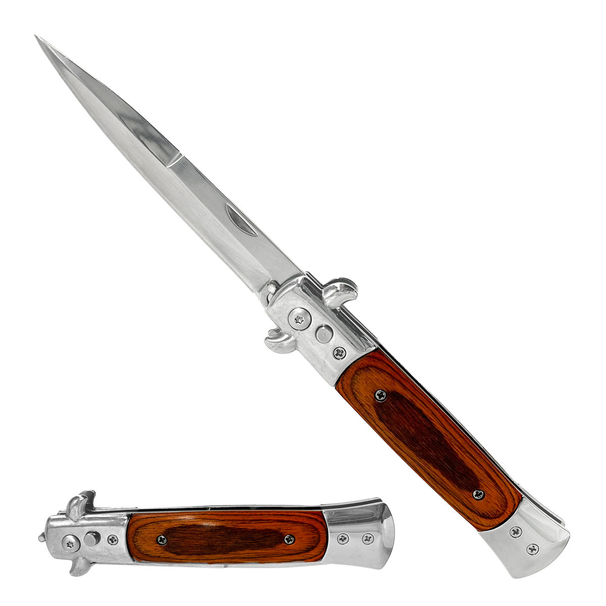 Buy "Polished" Wood Handle Switchblade Online | CS Tactical Edge.
